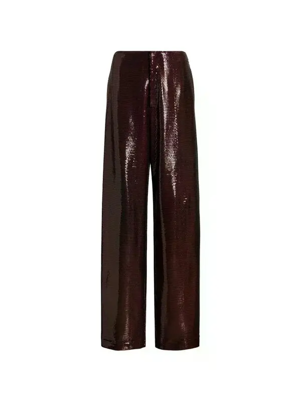 Alberta Ferretti Sequin-embellished Wide Leg Trousers - Brown