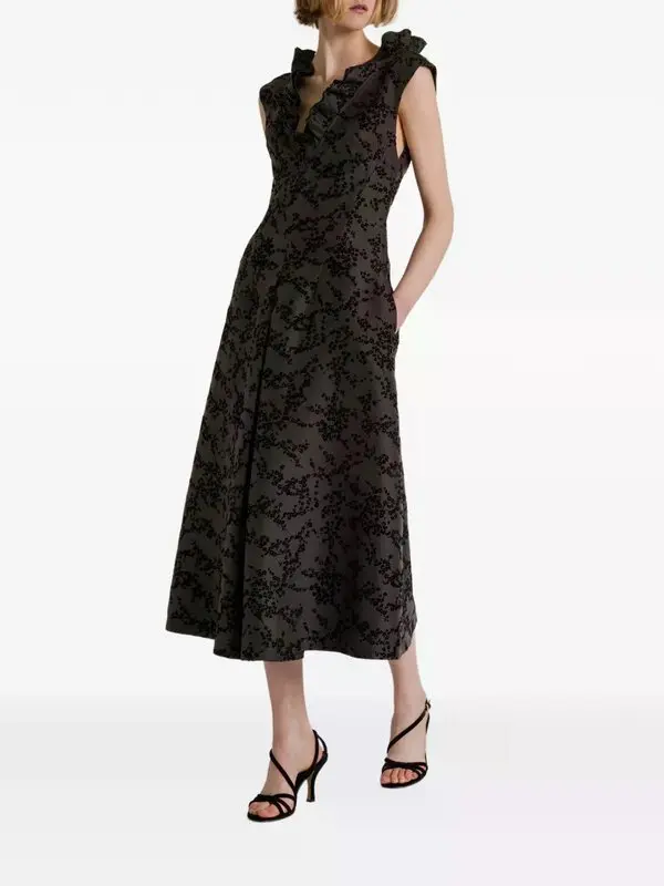 Alberta Ferretti Ruffled Floral Midi Dress