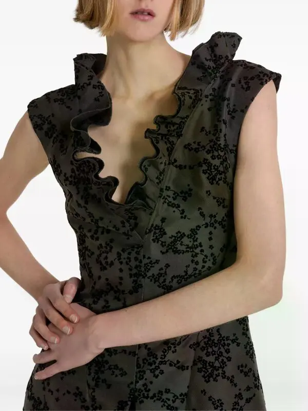 Alberta Ferretti Ruffled Floral Midi Dress