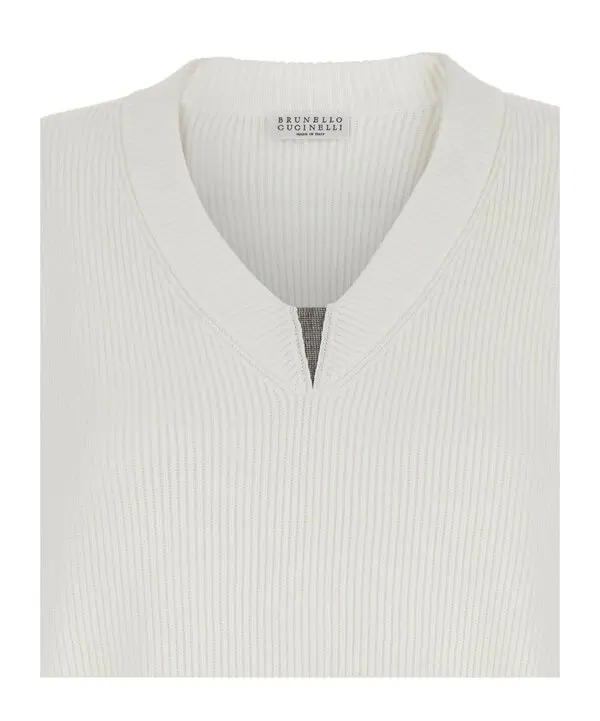 Brunello Cucinelli Monili Embellished V-neck Jumper