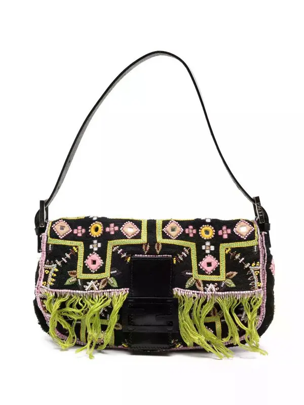 Fendi Beaded-embellished Shoulder Bag - Black