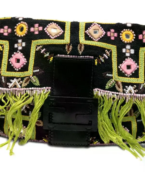 Fendi Beaded-embellished Shoulder Bag - Black