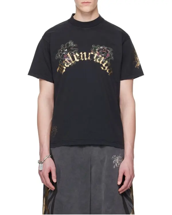 Balenciaga Rose Printed Short-sleeved T-shirt