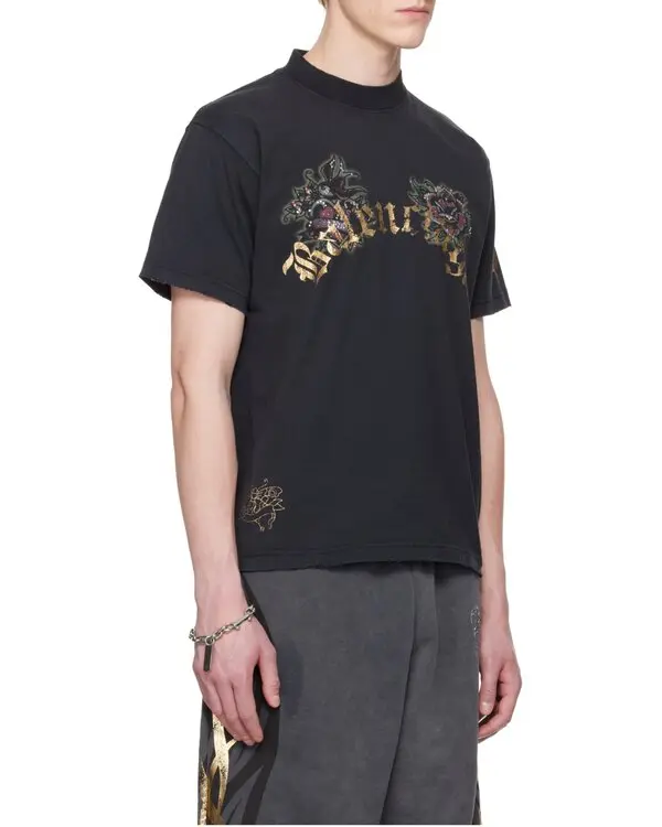 Balenciaga Rose Printed Short-sleeved T-shirt
