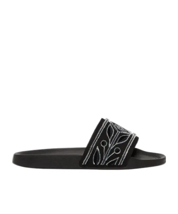 Casablanca Embellished Pool Slides - Black
