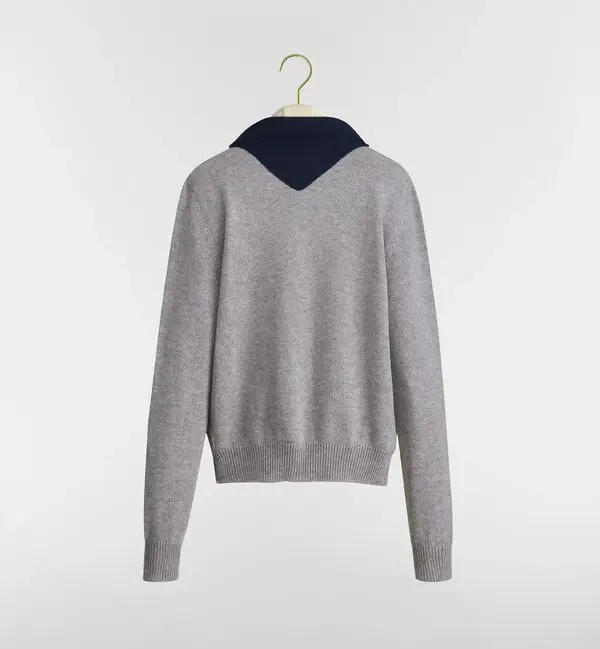 Dior Tie Neck Sweater With Gold-plated Rings