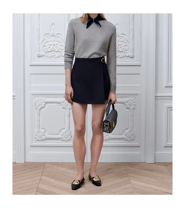 Dior Tie Neck Sweater With Gold-plated Rings