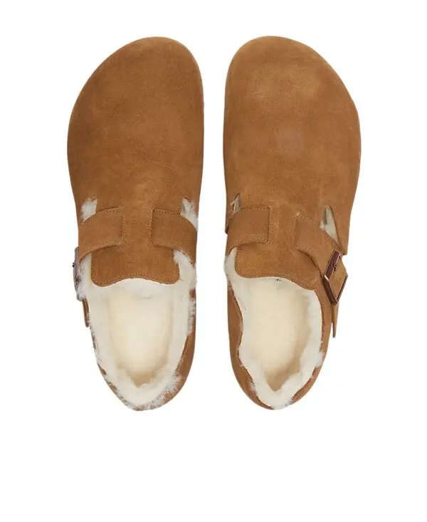BIRKENSTOCK London Shearling-trimmed Slippers - Brown