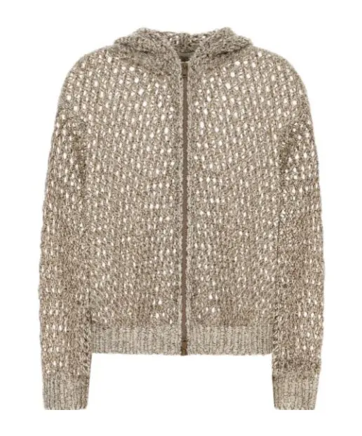 Brunello Cucinelli Open-knit Zip-up Hooded Sweater - Multi-color