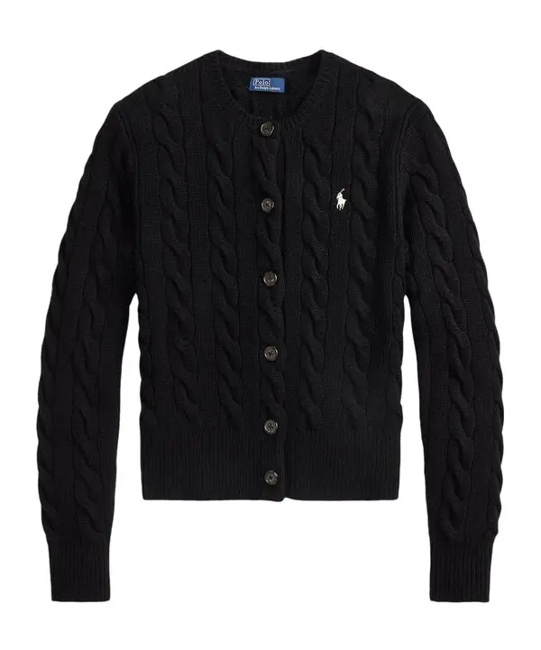Polo Ralph Lauren Cable-knit Wool Cardigan - Black
