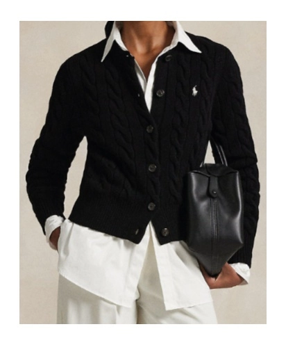 Polo Ralph Lauren Cable-knit Wool Cardigan - Black