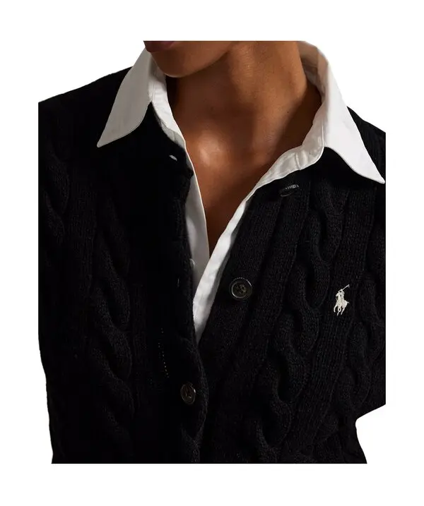Polo Ralph Lauren Cable-knit Wool Cardigan - Black