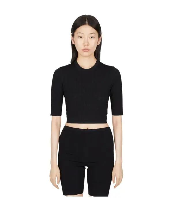 Rabanne Monogram Patterned Cropped Knitted Top