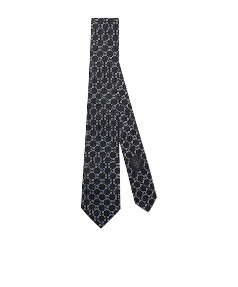 Gucci Horsebit Silk Jacquard Neck Tie - Black
