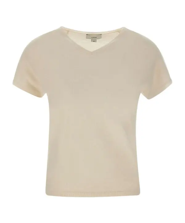 Vince Short-sleeve V-neck Sweater - White