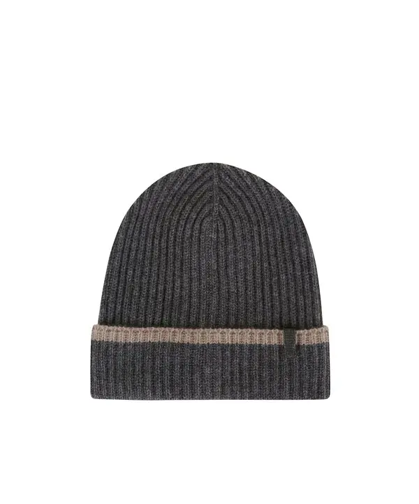 Brunello Cucinelli Ribbed Cashmere Beanie - Black