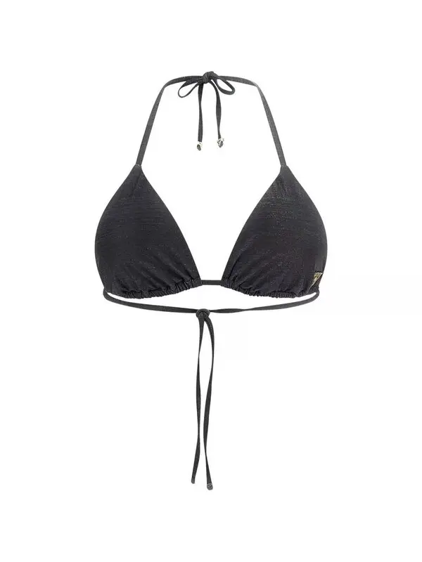 Guess Metallic-effect Halterneck Bikini Top - Black