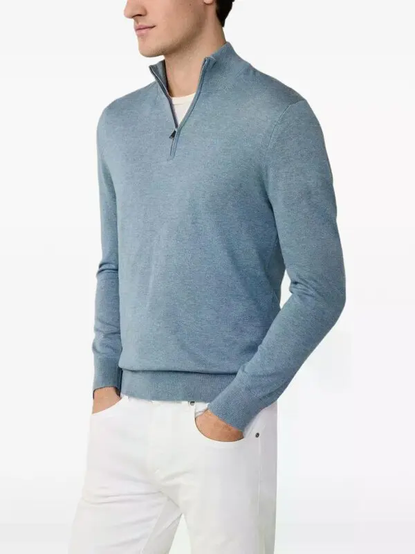 HACKETT Embroidered Quarter-zip Sweater