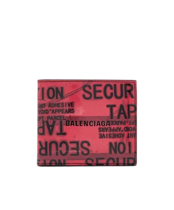 Balenciaga Tape Type Square Folded Wallet In Black - Red