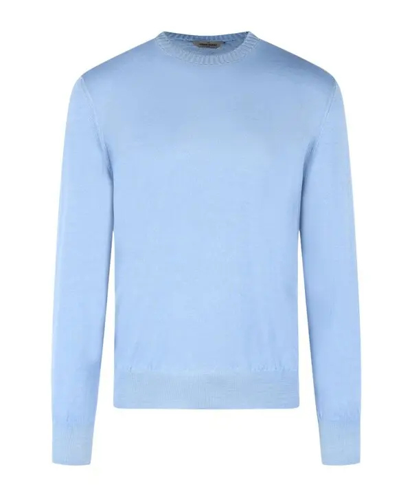 GRAN SASSO Ribbed Crew Neck Sweater - Lightblue