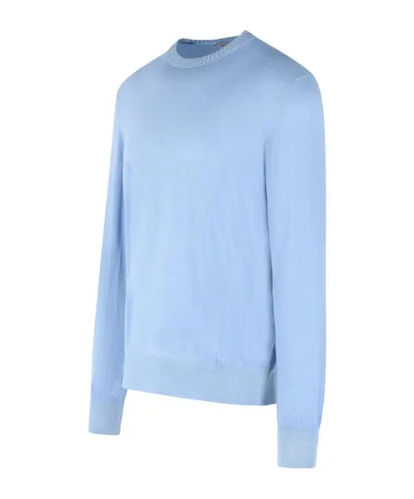 GRAN SASSO Ribbed Crew Neck Sweater - Lightblue