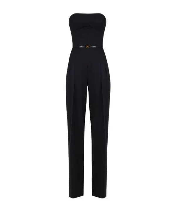 Elisabetta Franchi Bandeau Belted Jumpsuit - Black