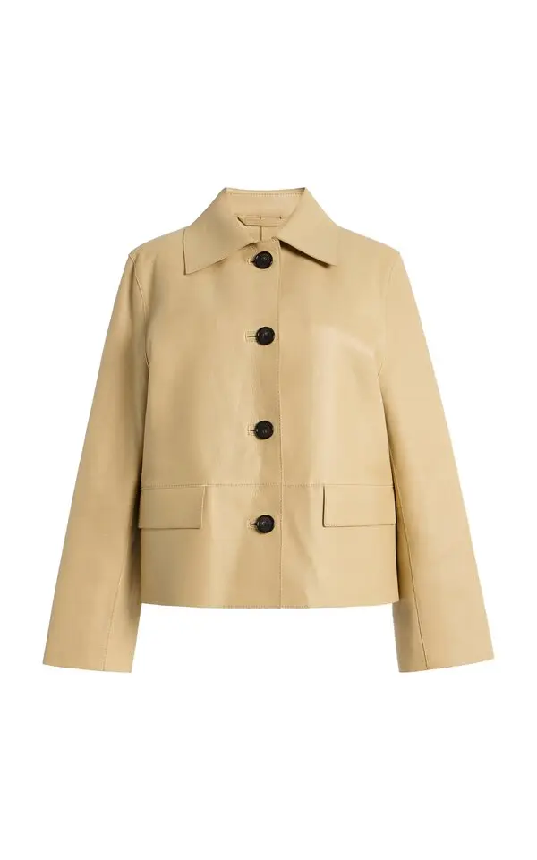 TOTEME Bonded Leather Boxy Fit Car Jacket - Yellow