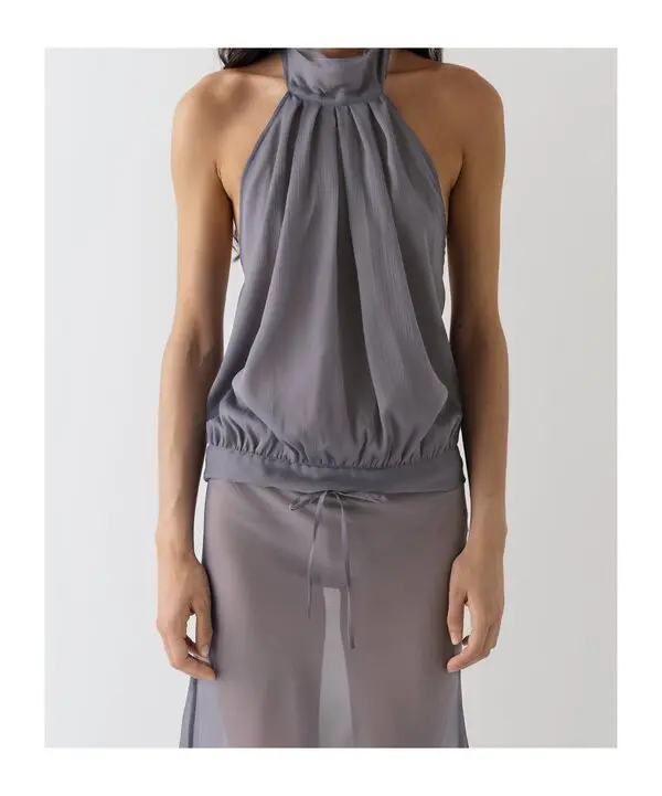 Gimaguas Sleeveless Halter Neck Boa Top