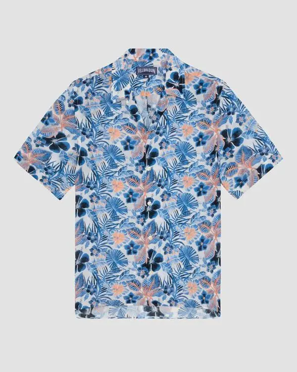 Vilebrequin Viscose Bowling Shirt Island Flowers Shirt Charli - White
