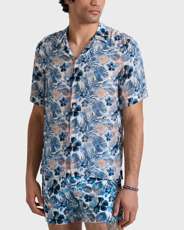 Vilebrequin Viscose Bowling Shirt Island Flowers Shirt Charli