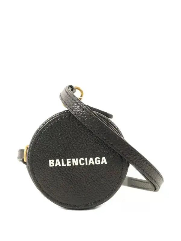 Balenciaga Logo-print Circular Coin Case - Black