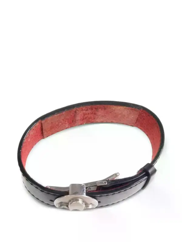 LOUIS VUITTON Monogram Flower Embellished Calfskin Leather Bracelet