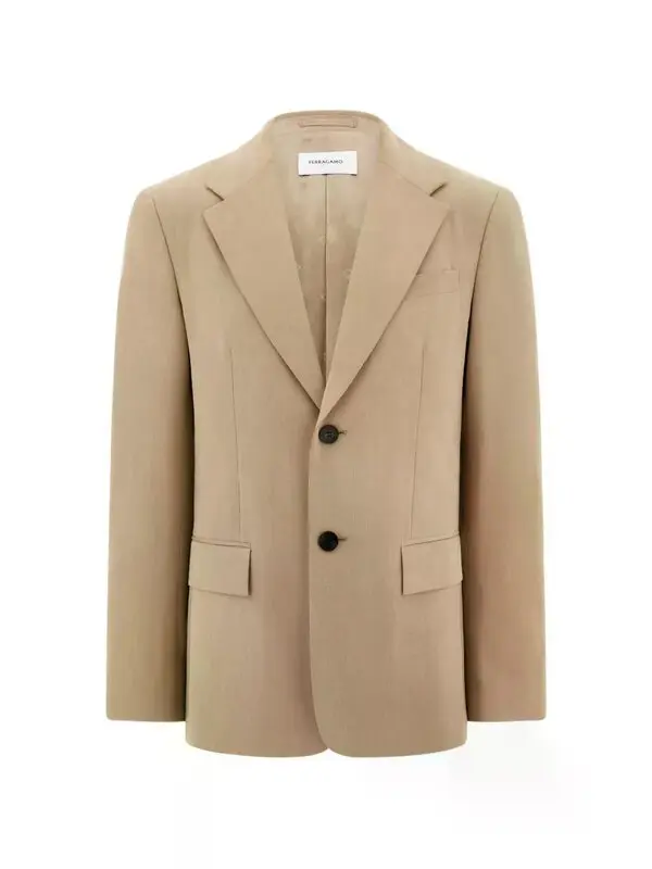FERRAGAMO Single-breasted Flannel Blazer - Neutrals