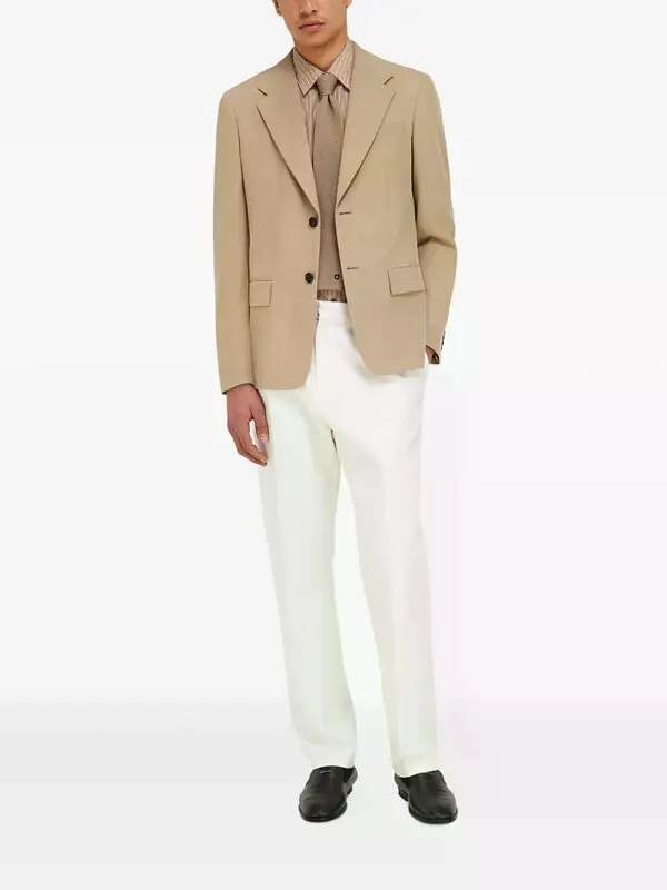 FERRAGAMO Single-breasted Flannel Blazer - Neutrals