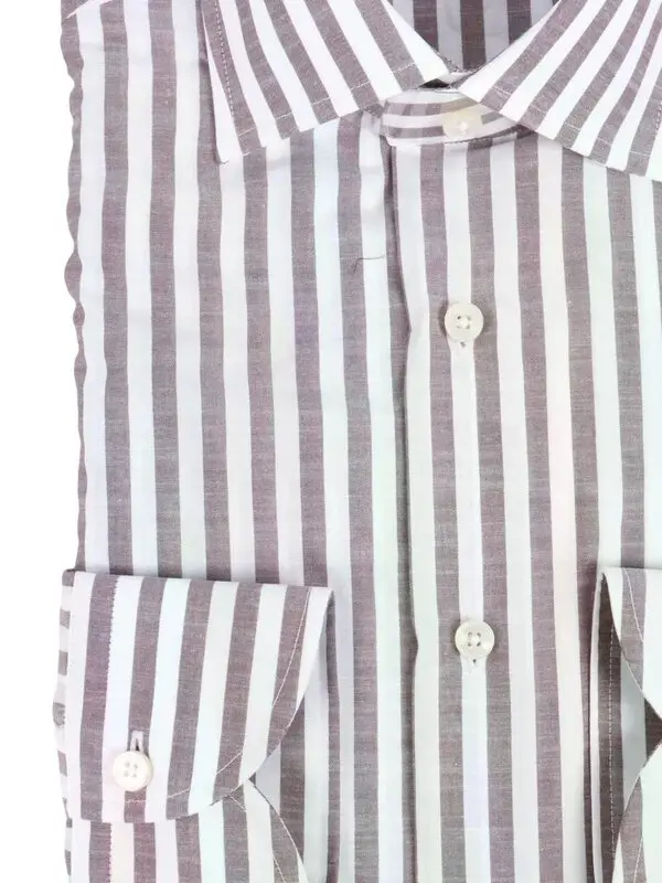 XACUS Travel Shirt Striped Shirt - Brown