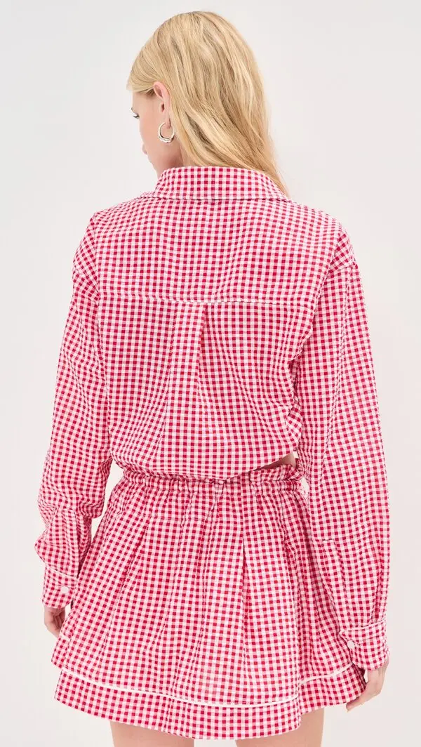LE BOP Wylie Button-down Shirt In Gingham Check - Red Check
