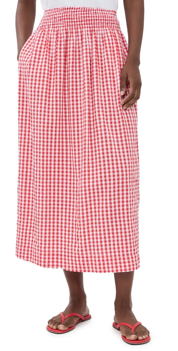 Splendid Gigi Gingham Midi Skirt - Firework/white