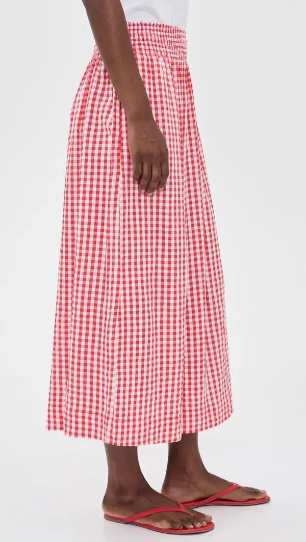 Splendid Gigi Gingham Midi Skirt - Firework/white