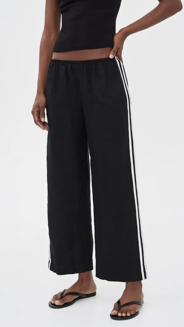 Donni. Linen Crop Racer Stripe Pants