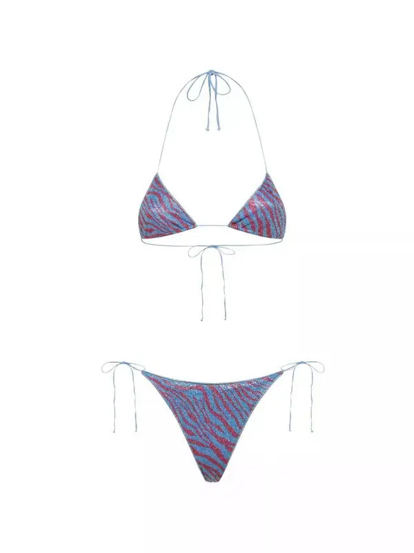 Oseree Animalier Glitter-effect Bikini - Blue