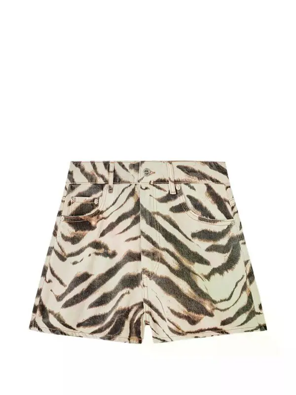 GANNI Zebra Print Denim Shorts