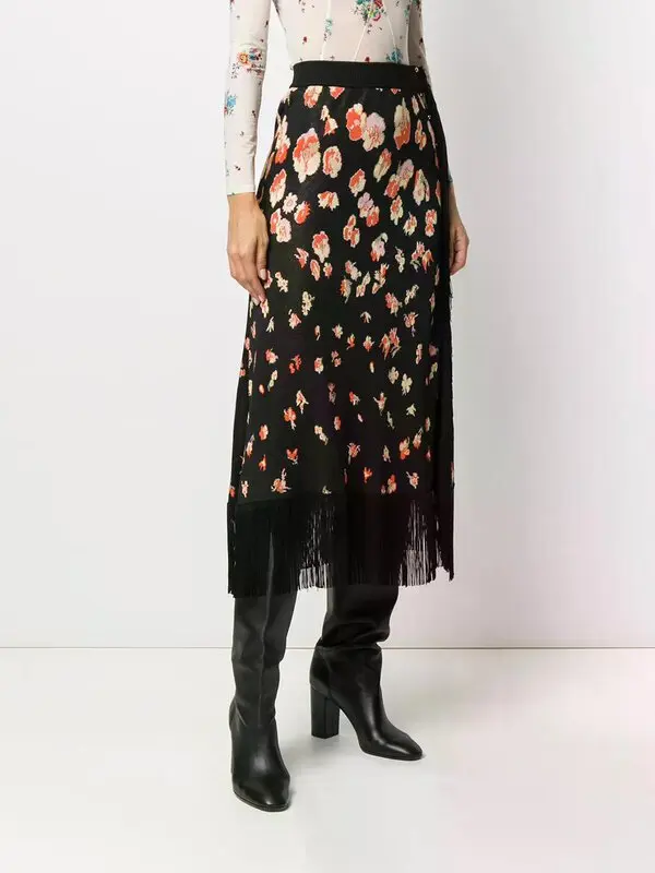 Rabanne Floral Fringed Skirt