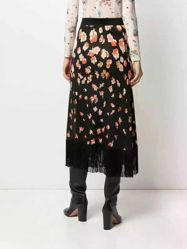 Rabanne Floral Fringed Skirt