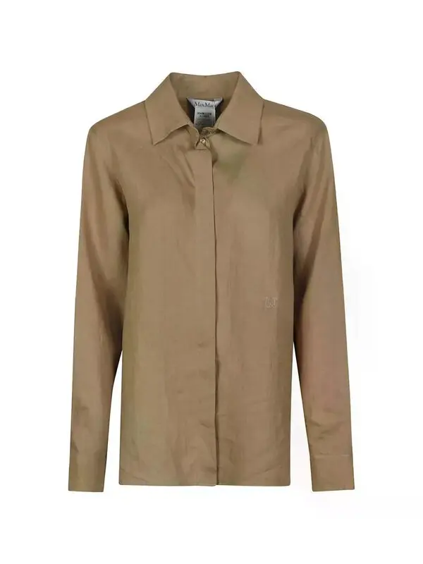 Max Mara Embroidered Logo Long-sleeve Shirt - Neutrals