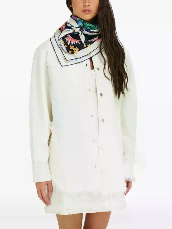 FERRAGAMO Spring-print Silk Scarf - Black