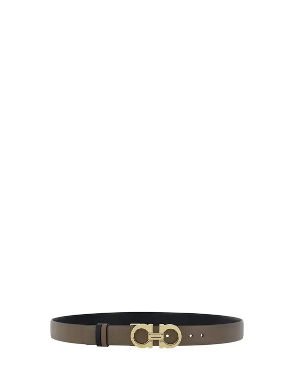 FERRAGAMO Reversible Leather Belt With Gancini Buckle - Multicolor