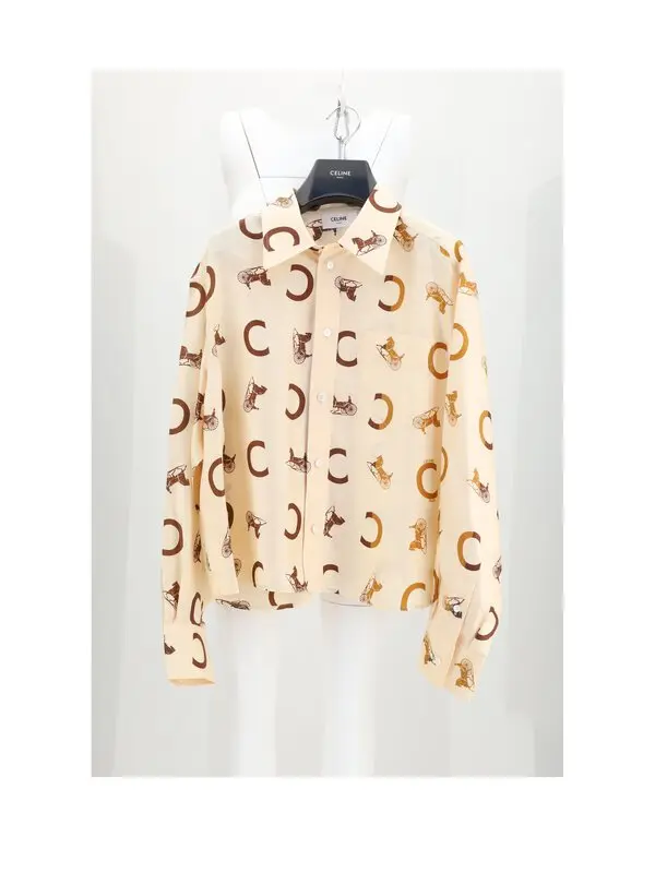 Celine Cropped Printed Shirt - Multicolor