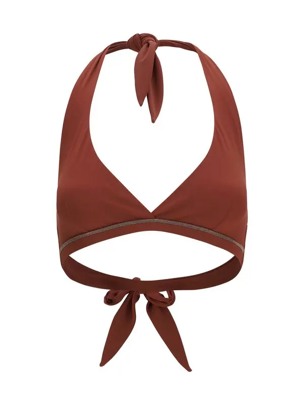 Brunello Cucinelli Embellished Triangle Bikini Top - Red
