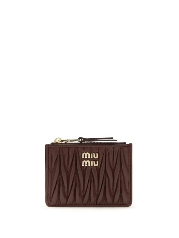 Miu Miu Leather Wallet With Logo - Multicolor