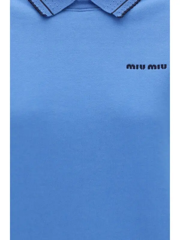 Miu Miu Crewneck Sweatshirt With Embroidered Logo And Collared Neckline